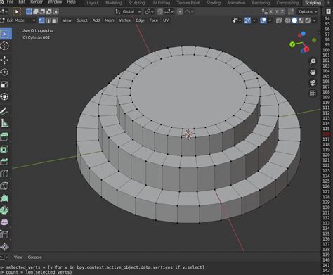 Python Select Specific Edge Loop Based On Diameter And Height Blender Stack Exchange