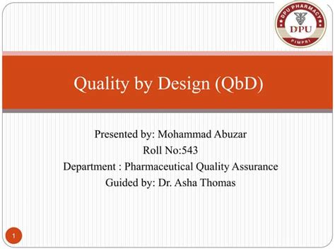 Quality By Design Qbd Ppt