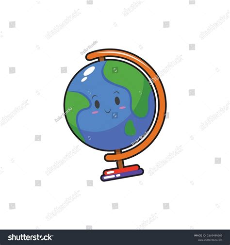 Cute Globe Cartoon Vector Illustration Stock Vector Royalty Free 2203490205 Shutterstock