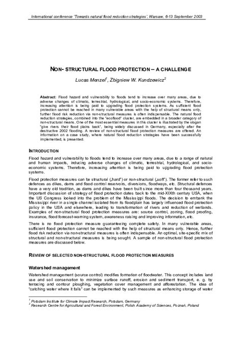 Pdf Non Structural Flood Protection A Challenge