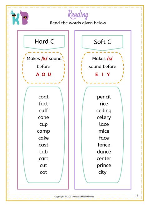 Spelling Rules Soft C Free Phonics Printable Worksheets