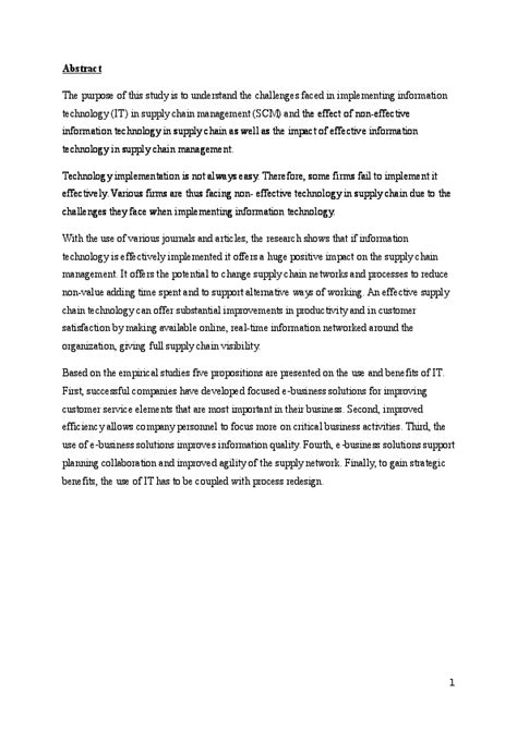 Doc Challenges Faced In Implementing Information Technology It In Supply Chain Management