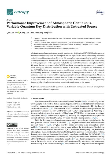 Pdf Performance Improvement Of Atmospheric Continuous Variable