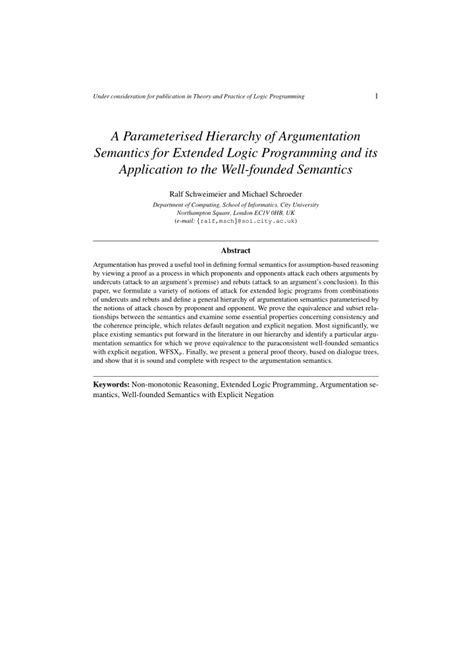 Pdf A Parameterised Hierarchy Of Argumentation Semantics For