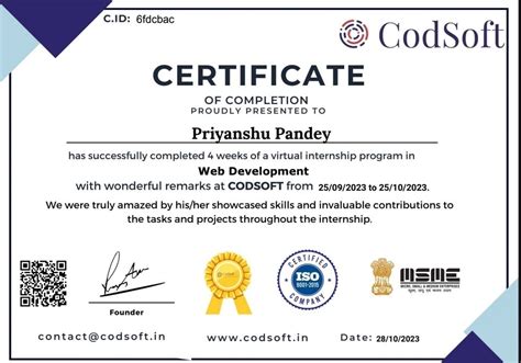Internshipcomplete Nextsteps Codsoft Codsoftinternship Priyanshu