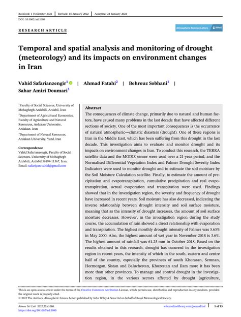 Pdf Temporal And Spatial Analysis And Monitoring Of Drought