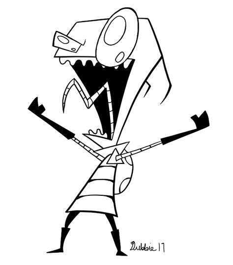 Invader Zim Outline By Coolpurpledudette On Deviantart