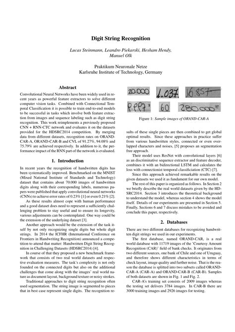 Pdf Digit String Recognition