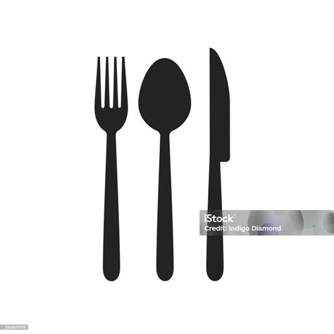 칼 붙이 아이콘 포크 숟가락 나이프 기호의 간단한 검은색 세트입니다 벡터 일러스트 레이 션입니다 검은색에 대한 스톡 벡터 아트 및 기타 이미지 Istock