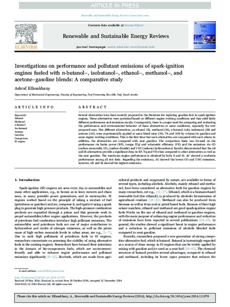 Pdf Investigations On Performance And Pollutant Emissions Of Spark
