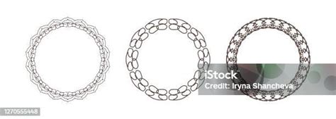흰색으로 격리된 윤곽선 프레임 집합입니다 테두리 를 색칠합니다 벡터 에너지 선의 교차점입니다 횡단 선 교차 원입니다 Eps 10 원형에 대한 스톡 벡터 아트 및 기타 이미지