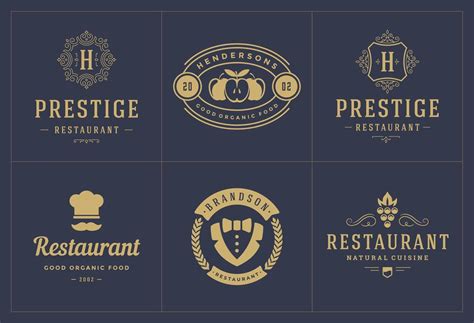 Restaurant Logos And Badges Templates Set Illustration 44580122 Vector