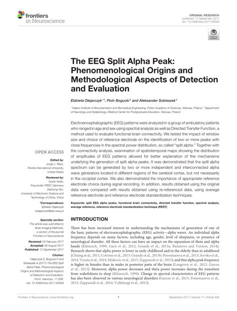 Pdf The Eeg Split Alpha Peak Phenomenological Origins And