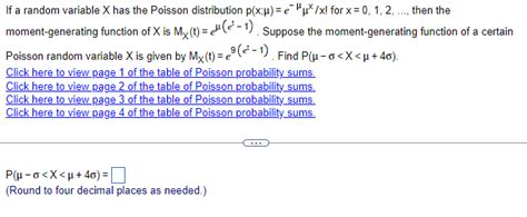 Solved If A Random Variable X Has The Poisson Distribution Chegg