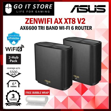 Asus Zenwifi Xt8 V2 2 Pack Mesh Wifi 6 Ax6600 Tri Band Aimesh Whole Home Wifi System Wireless Ax