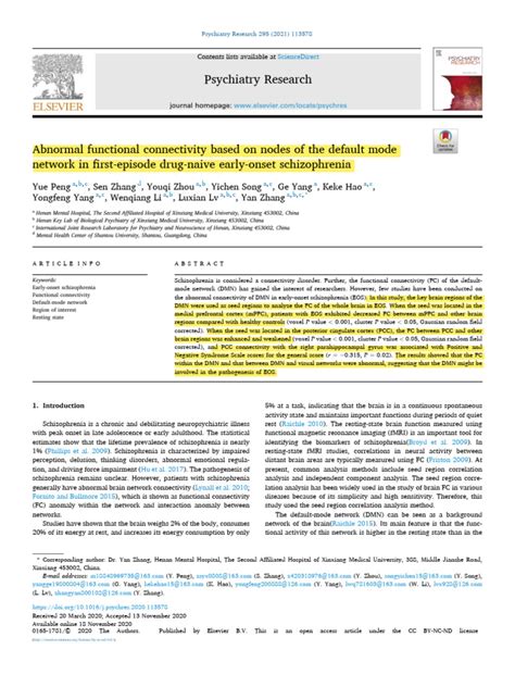 Abnormal Functional Connectivity Based On Nodes Of The Default Mode Pdf Frontal Lobe