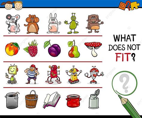 What Does Not Fit Game Cartoon Comics Riddle Diagram Vector Comics