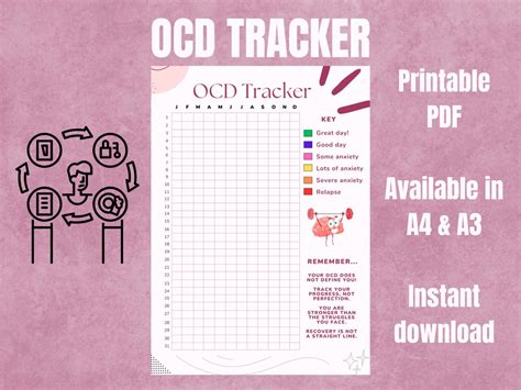 Ocd Tracker Chart Printable Daily Mood Tracker And Etsy