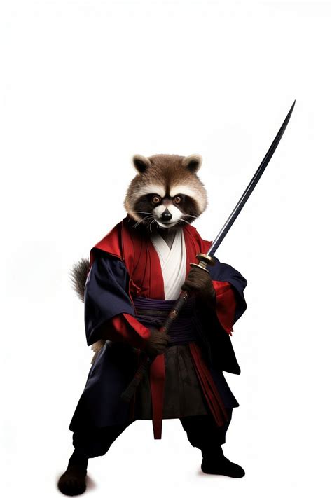 Tanuki Samurai Portrait Costume Sword Premium Photo Rawpixel