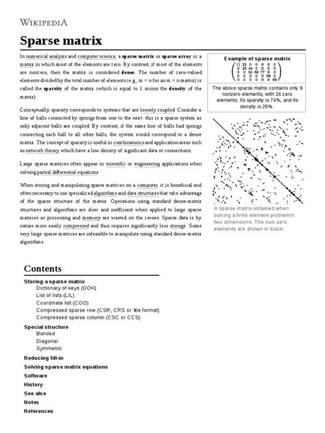 Sparse Matrix Pdf Matrix Mathematics Functions And Mappings