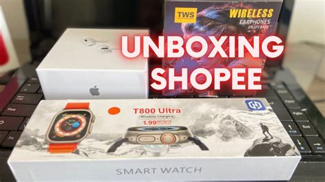 smartwatch t800 ultra e replica airpods pro shopee unboxing