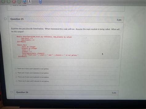Solved А Question 21 3 Pts Examine The Following Pseudocode
