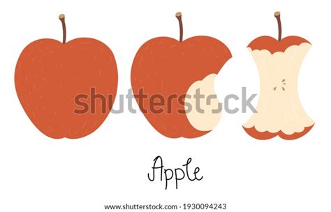 사과에 물린 사과 사과속 사과심 그리고 스톡 벡터로열티 프리 1930094243