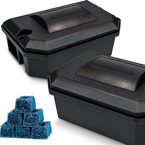 Rodent Bait Box And Wax Block Rat Poison Kit Outdoor And Indoor Treatment Safety Kit 2 Boxes
