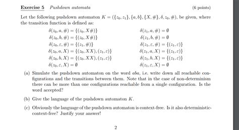 Solved Exercise Pushdown Automata Points Let The Chegg