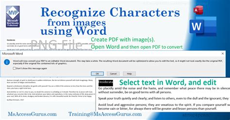 Get Word To Recognize Characters From Images Using PDF