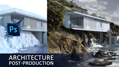 Photoshop Post Production Architecture Visualization Render V 1 Villa On The Cliffs Quark