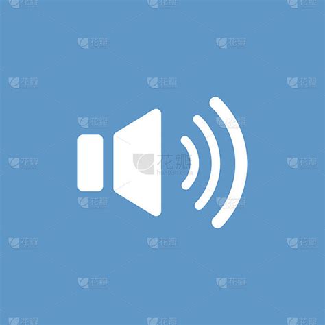 声音大纲图标孤立白色的蓝色背景