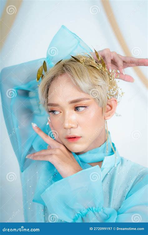 A Royal Princess In A Blue Dress Posing With Her Hands Very Elegantly Stock Image Image Of