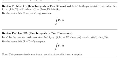 Solved Review Problem B Line Integrals In Two Dimensions Chegg Com