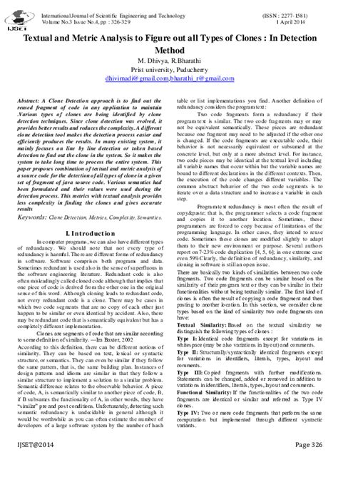 Pdf Textual And Metric Analysis To Figure Out All Types Of Clones In Detection Method