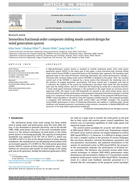 Pdf Sensorless Fractional Order Composite Sliding Mode Control Design
