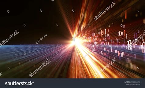 Technology Background Binary Code Flying Through Stock Illustration