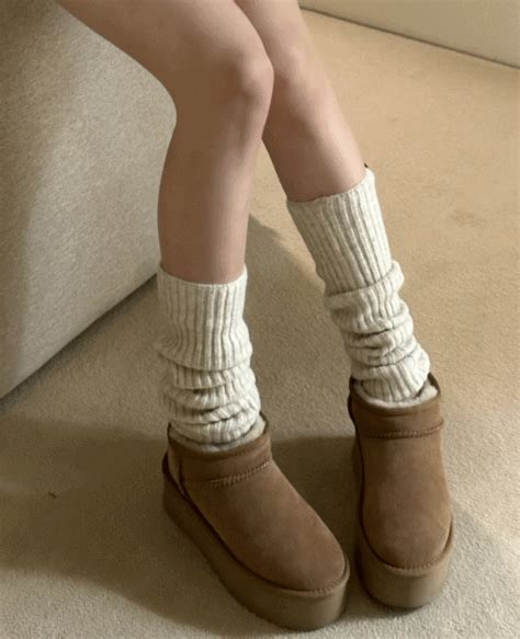 어그부츠찰떡울15 레그워머 도톰 울 니삭스 겨울 니트양말 4color 에이블리