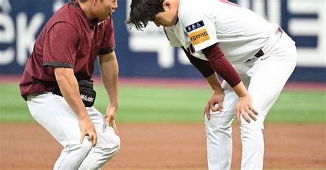 사진 타구 맞고 고통스러워하는 장재영