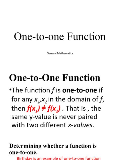 Genmath One To One Function Pdf Function Mathematics Algebra