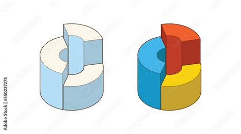 Donuts Pie Chart Icons Isolated On The Background 3d Isometric Diagram Vector Illustration