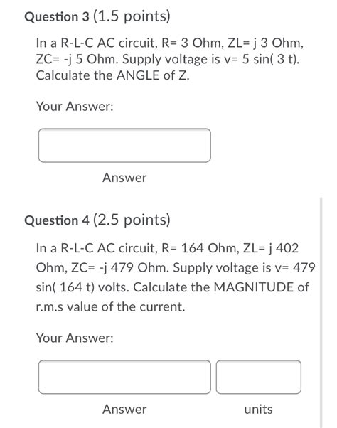 solved question 1 2 5 points in a r l c ac circuit r
