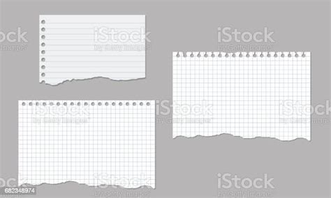 줄과 사각형 종이 흰색 배경에 고립의 찢어진된 시트의 현실적인 벡터 일러스트 레이 션의 설정 0명에 대한 스톡 벡터 아트 및 기타 이미지 Istock
