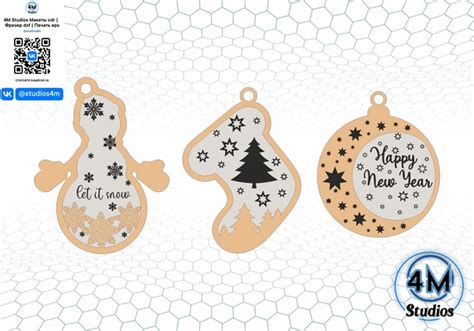 Макет лазерной резки Ёлочные игрушки Новогодние подарки макеты декора на ивенты подарок детям