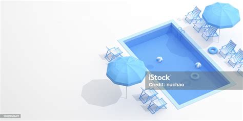 흰색 배경에 파란색 풀의 상단 보기 최소한의 장면 3d 렌더링 등측투영법에 대한 스톡 사진 및 기타 이미지 등측투영법 우산 3차원 형태 Istock