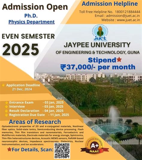 jaypee university of engineering and technology guna ph d admission