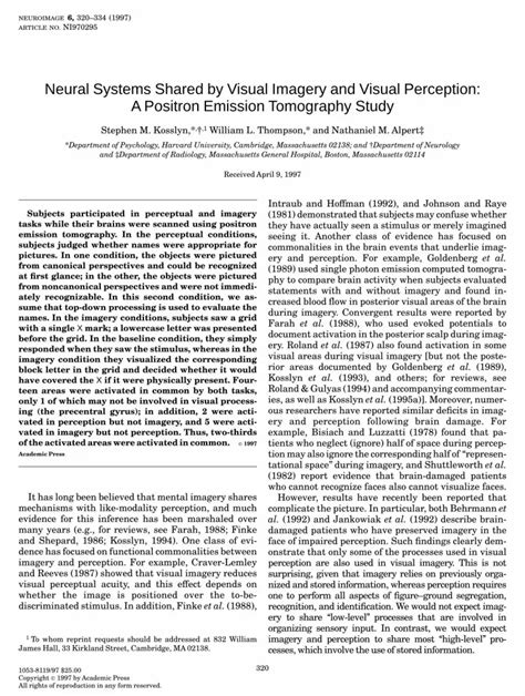 Pdf Neural Systems Shared By Visual Imagery And Visual Perception A