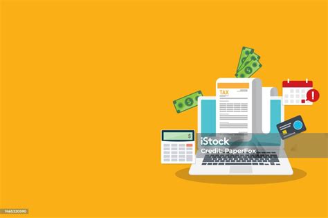 세금 납부 모바일 결제 서비스 데이터 분석 서류 작업 재무 연구 보고서 및 세금 보고서 계산 빚 갚기 벡터 일러스트 레이 션 개념에 대한 스톡 벡터 아트 및 기타 이미지
