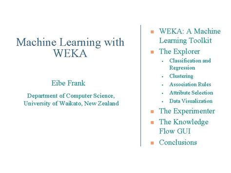 n machine learning with weka n weka a