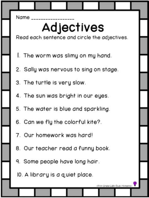 Adjective Online Worksheet